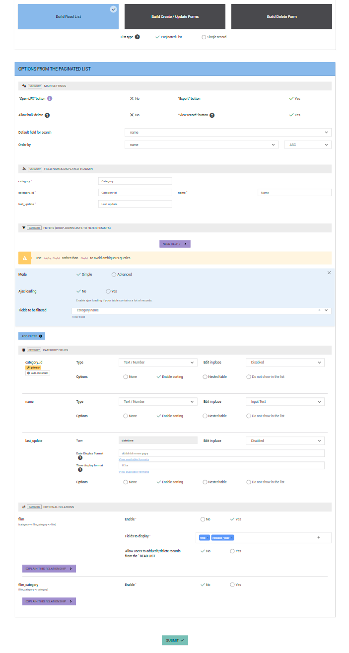 Documentation and Quick Start Guide - PHP CRUD Generator